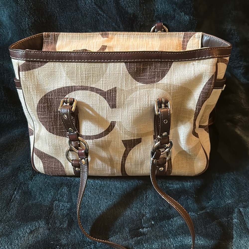 Coach Brown/Cream Signature Canvas And Leather - Gem